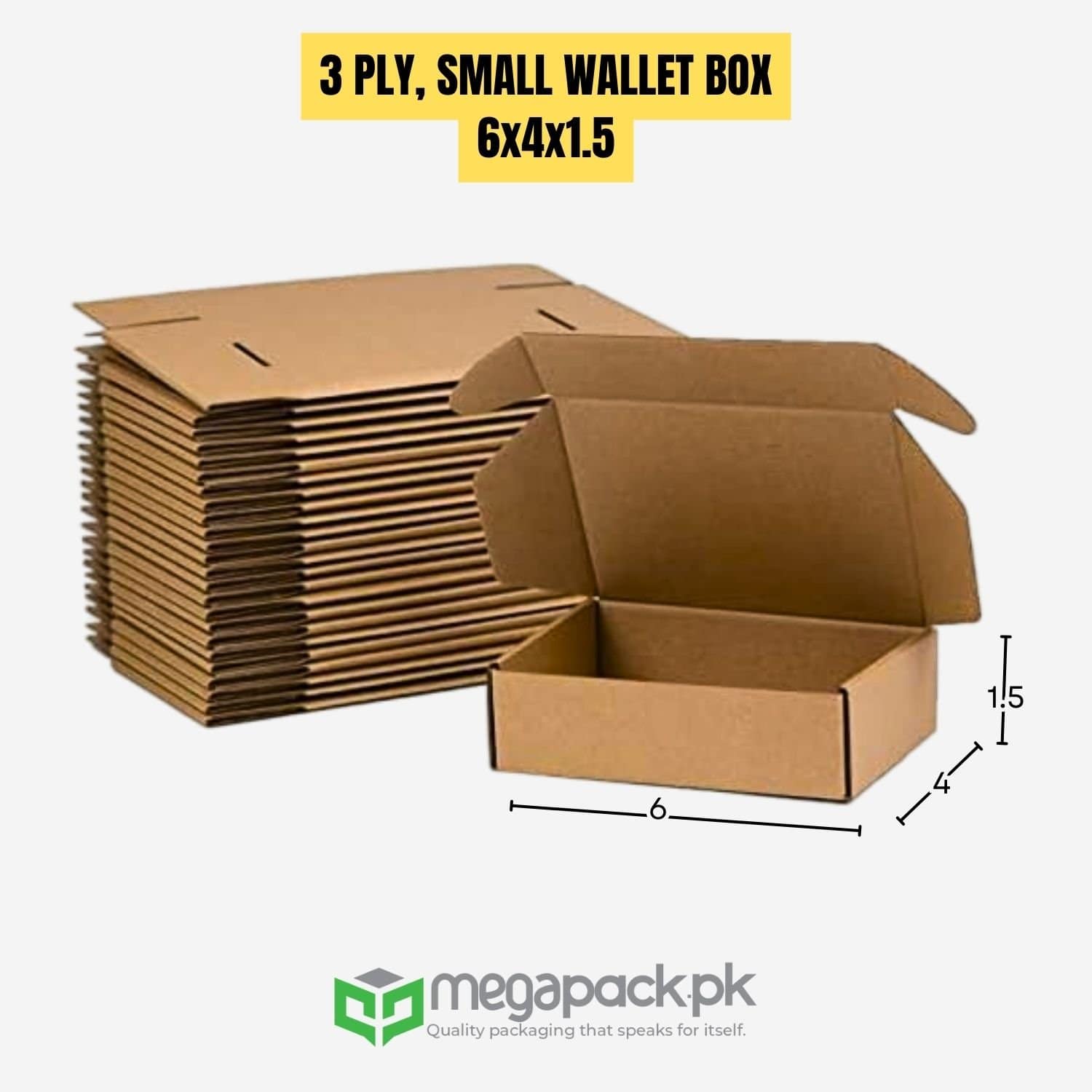 Ecommerce Box 6x4x1.5 Inches Kraft Brown | Megapack.pk - Pre Made and Customized Packaging Buy ...